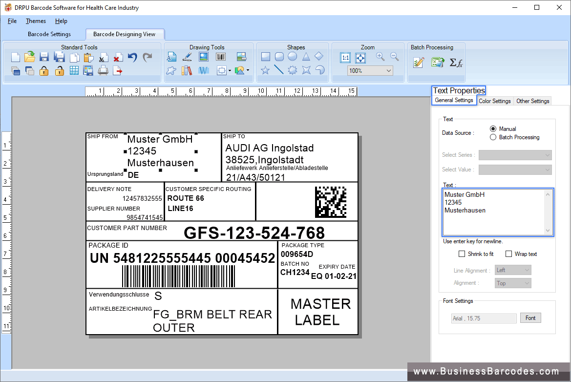 Screenshots of healthcare industry barcodes - BusinessBarcodes