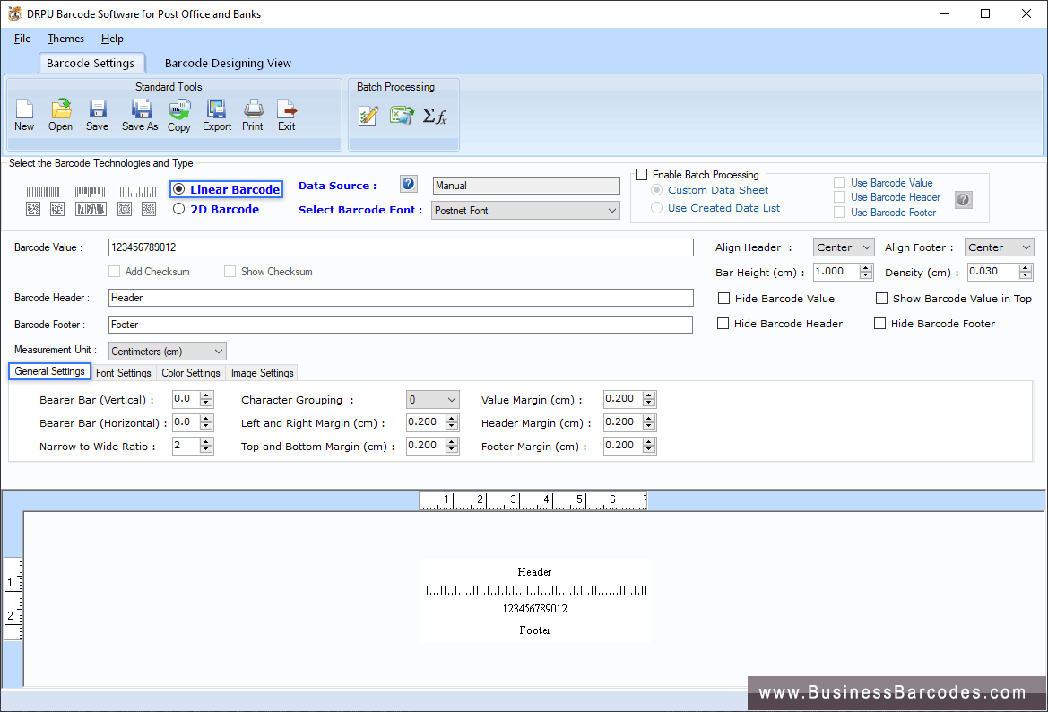 Post Office and Bank Barcodes software - BusinessBarcodes