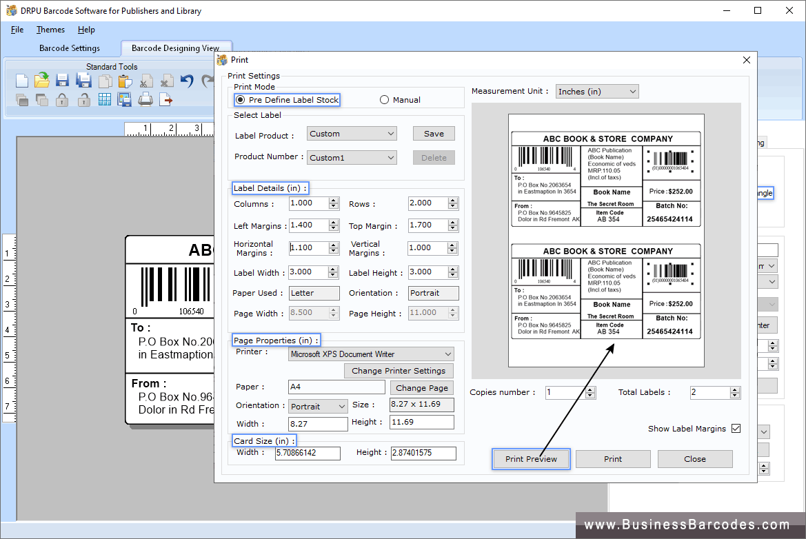 Screenshots of publishers and library barcodes - BusinessBarcodes