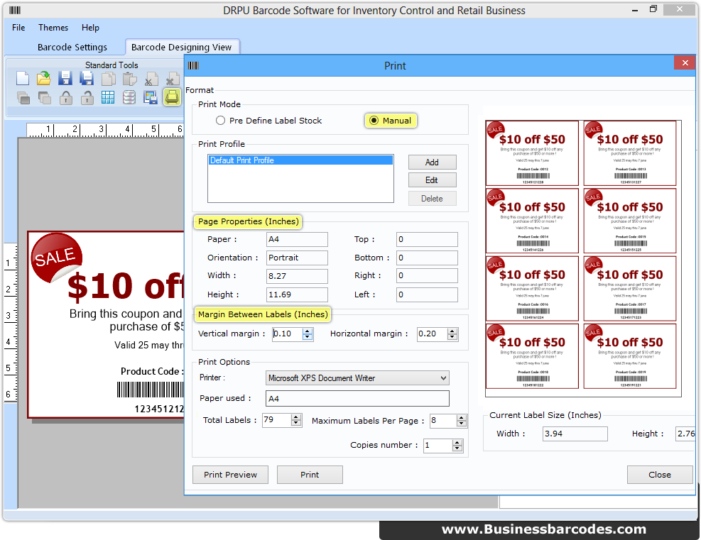 Screenshots of inventory control and retail business barcodes tool ...