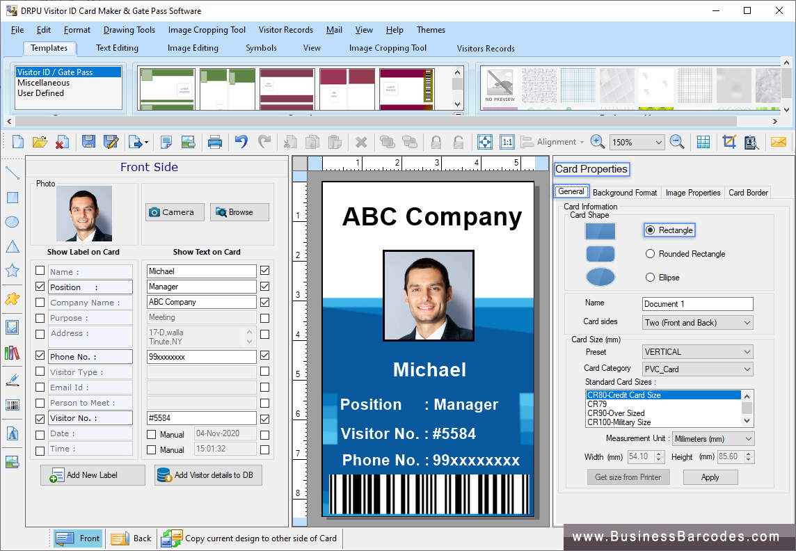 Screenshots of Visitors ID Gate Pass Maker - BusinessBarcodes